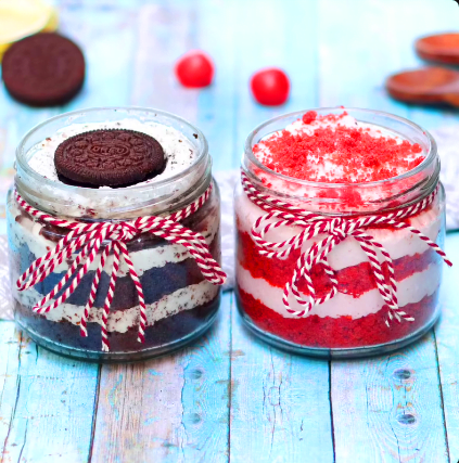 Oreo And Red Velvet Jar Cake - Swiss N Tulips