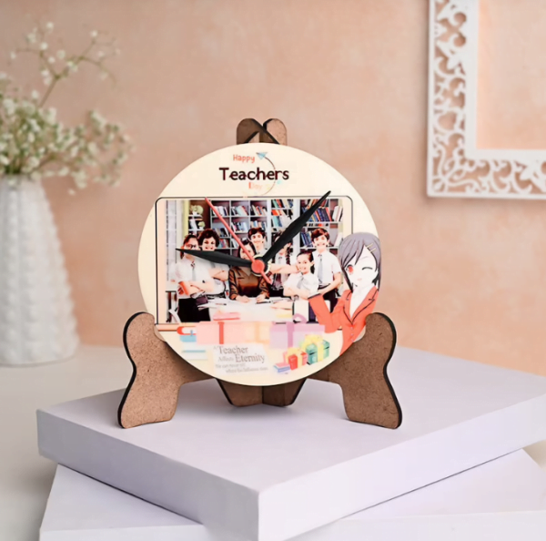 Custom Teachers Day Table Clock - Swiss N Tulips